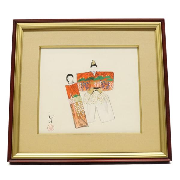 アウトレット品です！見逃しキズ、写真では判別し難い焼けやキズもございます。アウトレット品 額絵 桃の節句 川端龍子 雛 幅57cm (24a-ya-0331) インテリア ディスプレイ 見切処分品
