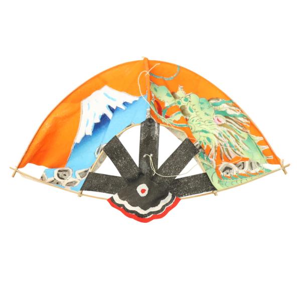 アウトレット品。見本使用、展示品です。アウトレット品 正月飾り 和凧 23×15 龍と富士山 扇凧 手作り 鑑賞用 (25a-ya-0455) 日本の伝統 インテリア ディスプレイ 見切処分品