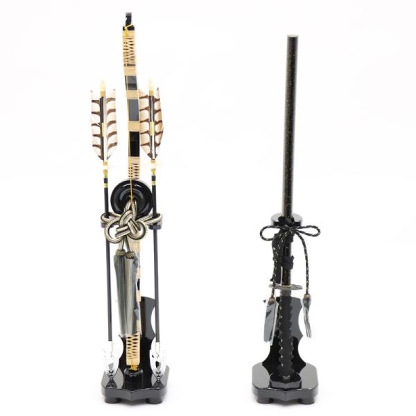 アイデア次第で和風で素敵なインテリア、ディスプレイに、アウトレット品 五月人形 その他単品 弓太刀 23号 黒塗り 木製台高さ73cm (26a-ya-0804) インテリア ディスプレイ 見切処分品