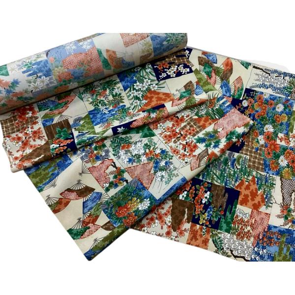 正絹反物　着物のはぎれ お好きなだけ切り売りします。伝統文様の京友禅小紋●ゆうパケット(送料290円で発送できます）●4,000円以上お買い上げで送料無料！50cm単位1ｍご入用の場合は　数量2と入力してください。お申し込み数量分の長さでお...