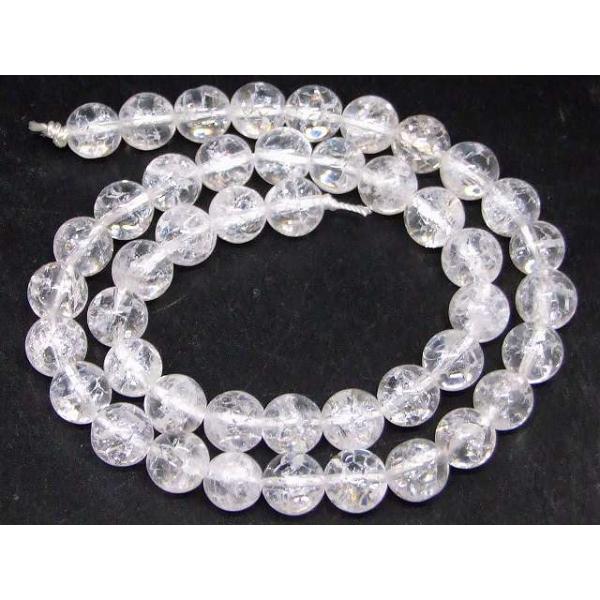 ※画像と同品質のものをお送りします。オリジナルアクセサリー作りに是非どうぞ〜〜（m−m）素材天然石：クラック水晶サイズ約：重さ40g　玉径8mm・±0.5mm　1連37cm前後　※ 多少の誤差はご了承下さい。