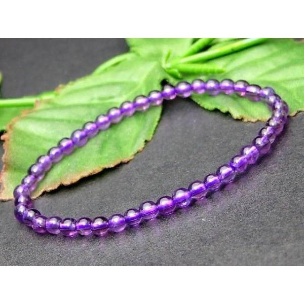 ※画像と同品質のものをお送りします。 オリジナルアクセサリー作りに是非どうぞ〜〜（m−m）素材 天然：アメジスト（熱処理）サイズ　約：重さg 玉径4mm・±0.5mm　内径選択可能(ゴムは伸縮可) 　　※ 多少の誤差はご了承下さい。