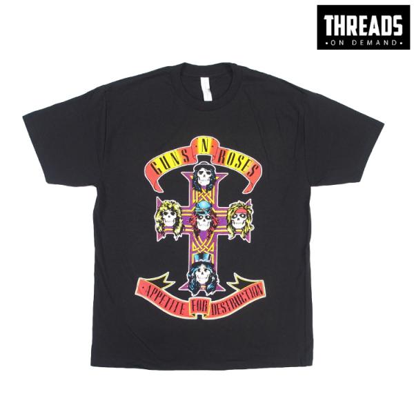 [ブランド]THREADS ON DEMAND (スレッドオンデマンド)[アイテム]GUNS N ROSES ガンズ アンド ローゼズ デザイン プリント Tシャツ / GNR CROSS[カラー]ブラック[素材]コットン100%【コメント...