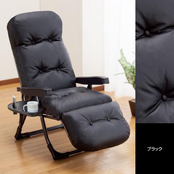 フットレスト付きの一人掛けリクライニングチェア。ひじ掛けを手前に軽く上げるだけで背もたれを6段階リクライニングできます。14段階リクライニングのフットレストを装備。フットレストを上げれば全身が伸ばせるフラット形状に。クッション材には国内メー...