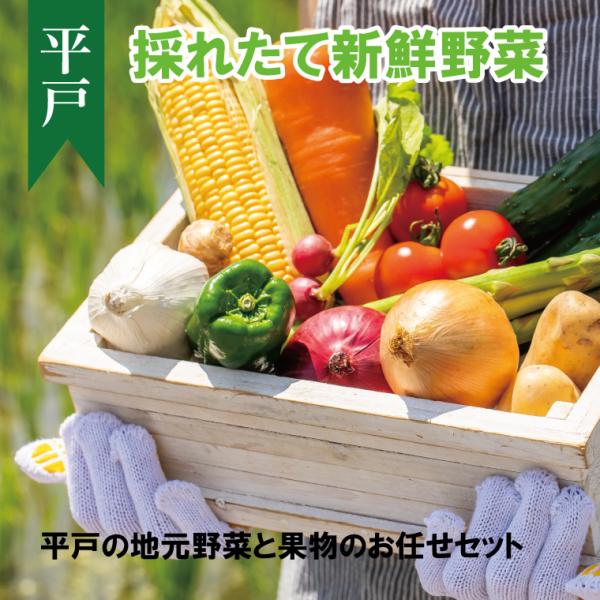 平戸の 季節のお野菜と果物のおまかせセット ※商品は、平戸の季節野菜を厳選して送ります。例）4月〜6月：キャベツ、アスパラガス、胡瓜、ナス、大根、かぶ、ミニトマト、玉ねぎ、いちご、キンショーメロン 等例）10月〜12月：キャベツ、ミニトマト...