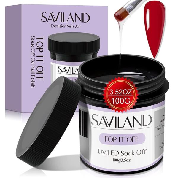 【商品名】　Saviland 100g トップコート大容量 光沢 拭き取り不要 低臭 トップ ジェル コート マニキュア用 U V/ LED対応 スター 【商品説明】　・?【LARGE CAPACITY GEL TOP COAT】新しくアッ...