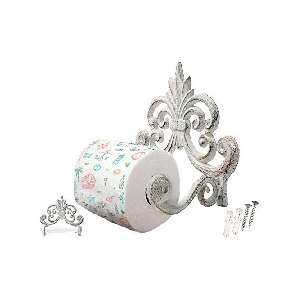 【商品名】Comfify フルール・ド・リス鋳鉄のトイレットペーパーロールホルダー - ネジとアンカー（アンティークホワイト）と - ヨーロッパのヴィンテージデザイン - - 6.7商品情報詳細は下部にも記載がございます。■本品は並行輸入品...