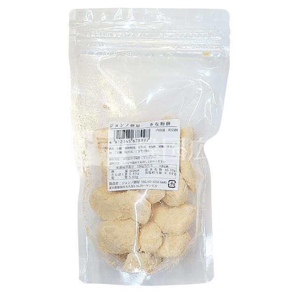[名称]　お餅[原材料名]　もち米、きな粉、砂糖、サラダ油、ごま油、塩、（原材料の一部に大豆・ごまを含む）[内容量]　約15個[保存方法]　-18℃以下で保管してください。[賞味期限]　別途記載[製造者]　ジョンノ餅屋　東京都新宿区大久保1...