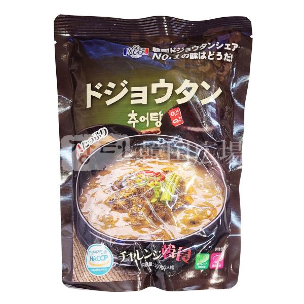 すりつぶしたドジョウにウゴジ（白菜の外側の葉）と味噌を溶いて味付けした香ばしいスープが絶品で、とても栄養価が高いです。本場、韓国の味を簡単便利な調理方法でご家庭でもお楽しみいただけます。[名称]　レトルトスープ[原材料名]　白菜（中国産）、...