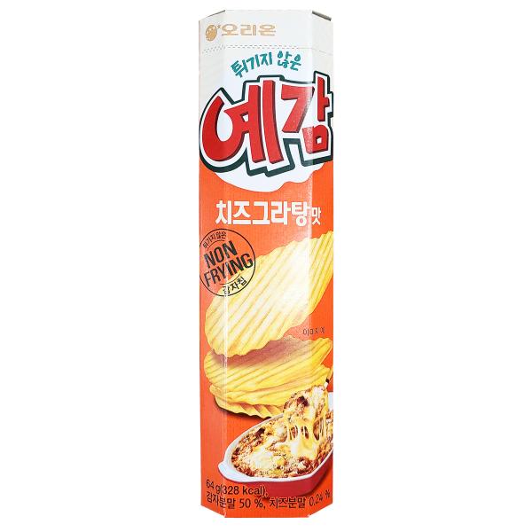[名称] スナック菓子[原材料名] じゃがいもフレーク、コーンスターチ、植物油脂、食用精製加工油脂、砂糖、チーズグラタン風味パウダー、ポテト風味パウダー、とうもろこし粉、粉末油脂、全粉乳、ホエイパウダー、乳糖、チーズパウダー、食塩/pH調整...