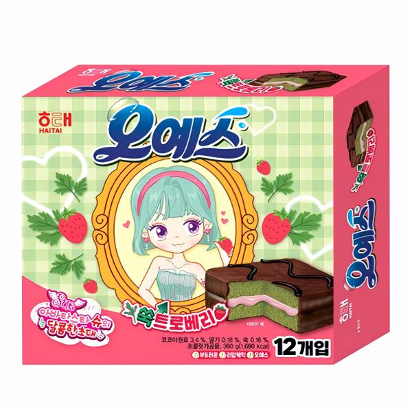 [名称] チョコレート菓子[原材料名] 準チョコレート、小麦粉、砂糖、全卵液、ショートニング、水飴、ブドウ糖、植物性クリーム、大豆油、マーガリン、穀物加工品、イチゴ果汁末、デンプン、ヨモギエキス、製剤水、精製塩、　/　甘味料（D-ソルビトー...