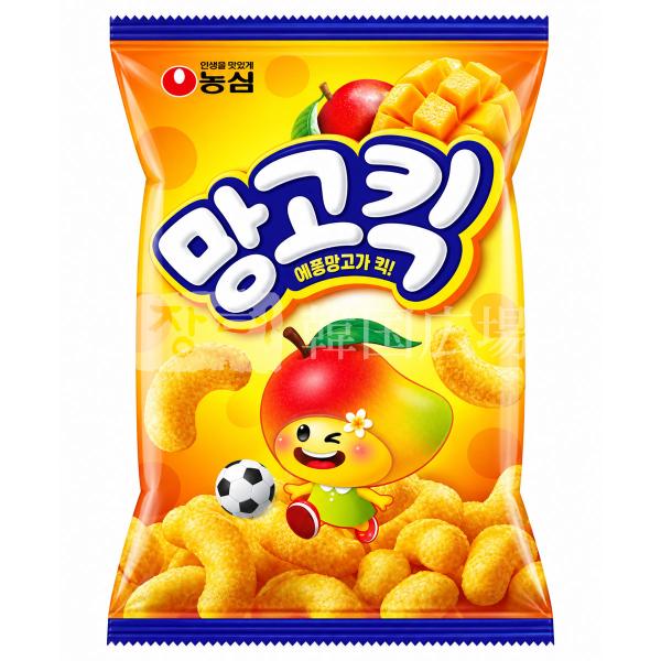 [名称] スナック菓子[原材料名]　コーンフラワー（トウモロコシ）、砂糖、植物性クリーム、マンゴーピューレ、アップルマンゴーピューレ、脱脂粉乳、乳糖、食塩　/　加工デンプン、香料、着色料（パプリカ色素、カロテノイド色素）、酸化防止剤（ビタミ...