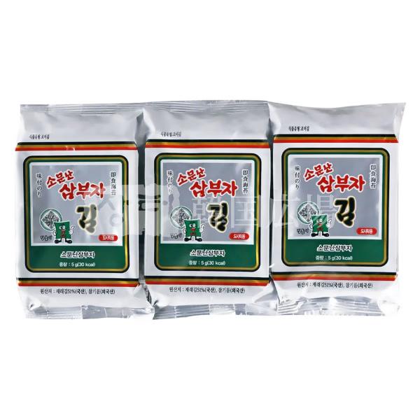 [名称]　味付け海苔[原材料名]　乾のり（韓国産）、コーンオイル、食塩、ごま油/調味料（アミノ酸）[内容量]　（8切9枚）ｘ3袋ｘ24個　 [賞味期限]　別途記載[保存方法]　直射日光・高温多湿を避けて保存してください。[原産国]　韓国[輸...