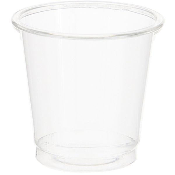 ・透明度の高い高品質PETカップです。・耐油性・耐薬性に優れています。・展示会やイベントなどの試飲用に便利です。・対応フタはありません。・容量：60ml・耐熱温度：60度・入数：100個・容量(ml)：満杯：約70・容量(オンス)：2・口径...