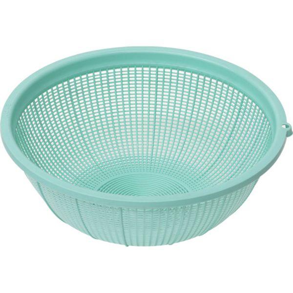 ・プラスチック製の丸型ザルです。・ご家庭から業務用までお使いいただけます。・野菜洗いなどに。・色：グリーン・外形寸法(mm)幅：260・外形寸法(mm)奥行：260・外形寸法(mm)高さ：95・外形寸法(mm)外径：260・規格(号)：3号...
