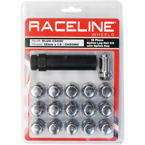 Raceline Wheels スプライン ラグナット キットカラー/仕上げ クローム特徴 スプラインキー付きユニット 20 個入り12 mm x 1.5インチ0223-0272RLUG-CS20Cヤフー HD店