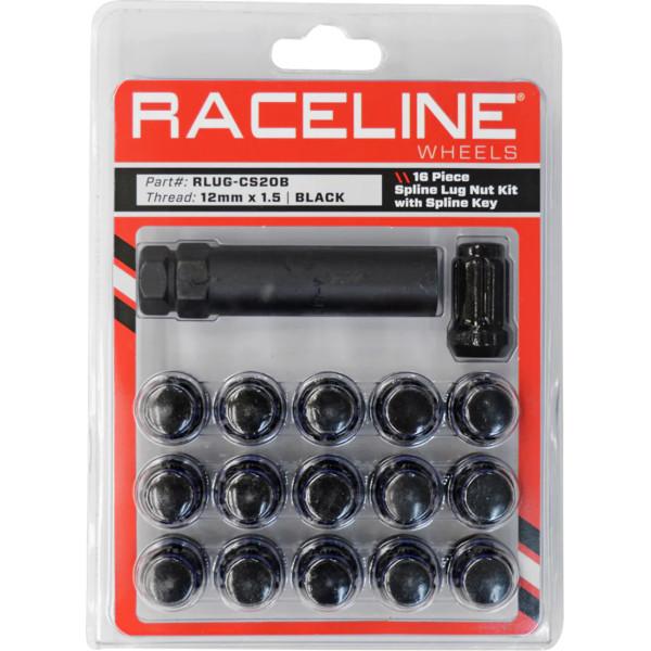 Raceline Wheels スプライン ラグナット キットカラー/仕上げ ブラック特徴 スプラインキー付きユニット 16 個入り12 mm x 1.5インチ0223-0273RLUG-CS20Bヤフー HD店