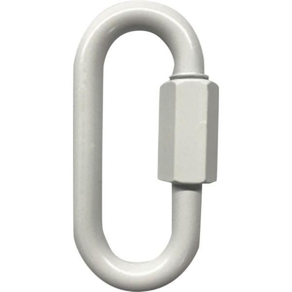 ・ナットを回して開閉し、簡単に取付可能です。・DIYに使いやすいカラー仕様の荷役金物です。・チェーンやロープなどの連結や末端金具の連結金具として。・色：ホワイト・使用荷重(kg)：70・A(mm)：5・C(mm)：7・B(mm)：39・表面...