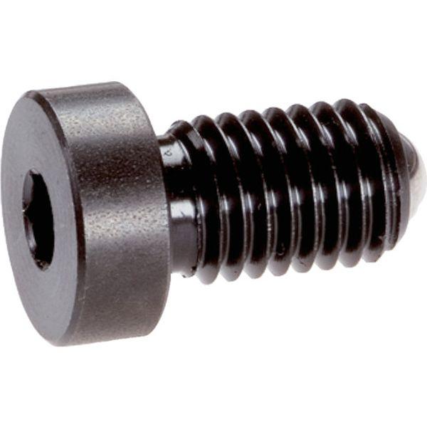 ・六角穴付きボールプランジャーです。・ヘッド付きなのでねじ込み深さが決まります。・位置決め、固定、押し付け、押し離しなどに。・ねじ寸法：M8・ストローク(mm)：1.5・ボール径(mm)：4.5・ピン径：M8・ヘッド径(mm)：13・ピン長...