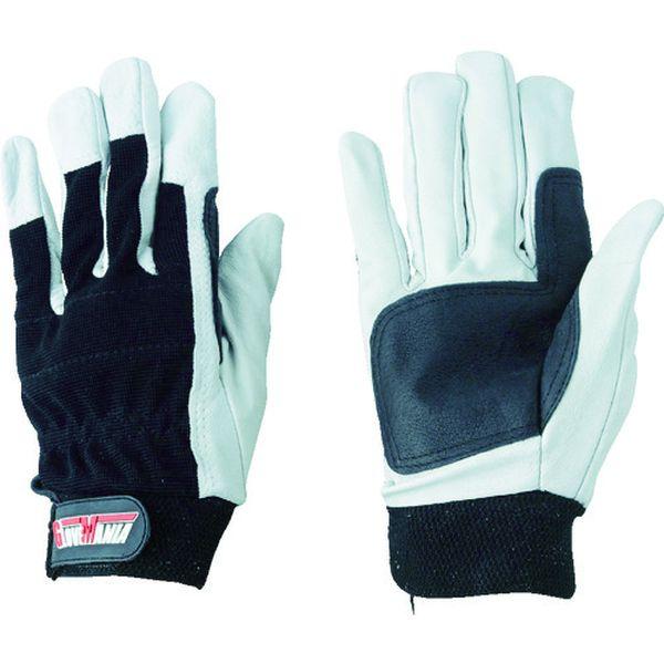 ・豚革で柔らかく、手甲はポリエステル生地を使用しているため、通気性に優れています。・手のひらには豚革の当てが付いています。・サイズ展開がSから3Lまでありジャストサイズをお選びいただけます。・電工・機械・荷役・運送・園芸に。・色：ブラック・...