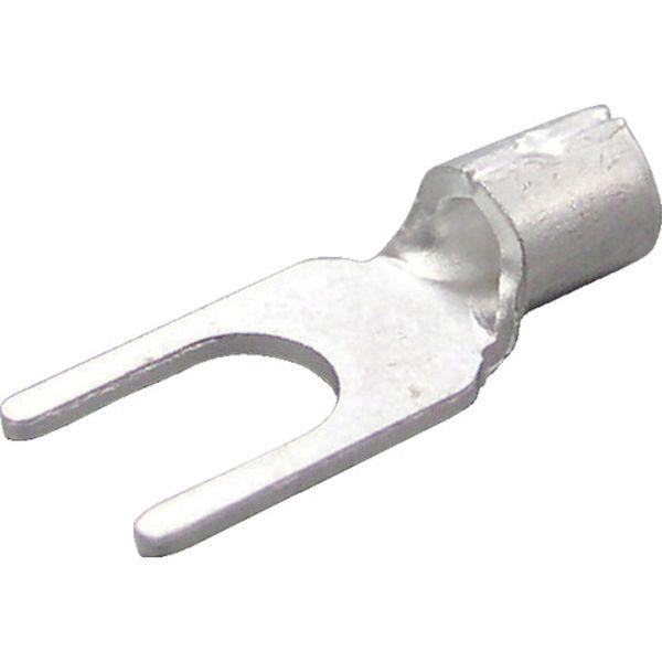 ・接触面(舌部)の取り付け穴の一方が開いており、ねじを完全に外さなくても取り付けることができる裸圧着端子です。・軟鋼のより線電線の接続に。・軟鋼のより線、または単線の電線の接続に。・電線抱合範囲 単線(mm)：1.14〜1.82・電線抱合範...