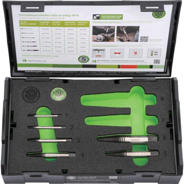 ・細かい溝が折れ込みボルトに確実に食い込み除去します。・クロームバナジウム鋼製で耐久性に優れています。・ケース内には型取りフォームが入っておりツールの紛失予防になります。・折れ込みボルトやパイプの抜き取りに。・セット入数(本)：6・セット内...