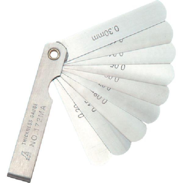 ・用途にあわせて豊富な種類の長さとリーフをそろえたシックネスゲージです。・隙間に挿入して寸法の測定に。・メーカーコード：73776・リーフ形状：A・長さ(mm)：75・長さ(m)：0.075・枚数(枚)：9・セット明細(mm)：0.30、0...