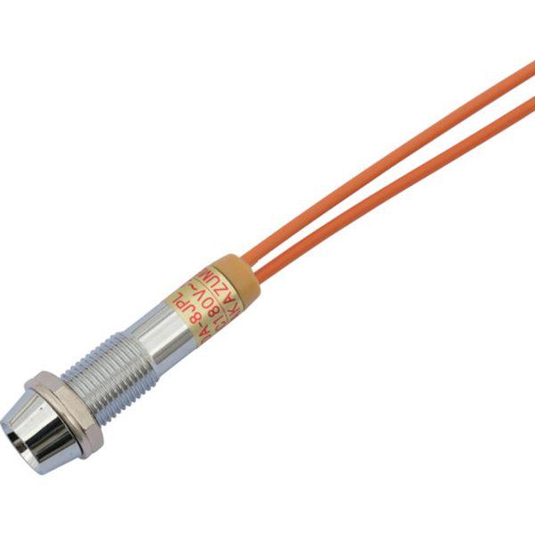 ・抵抗器内蔵の高輝度LED表示灯です。・AC/DC200V用電源にダイレクトに接続出来ます。・パネルカット:φ8.2・発光色:橙・レンズ色:透明・長さ200mmのリード線(UL1430 AWG24)付です。・電源表示灯用・電源のON、OFF...