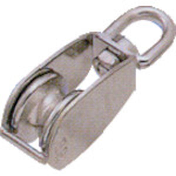 ・アイの部分がスイベルになっているので、よじれません。・ロープを通し、荷物等の吊り上げや、引っ張り作業。・A(mm)：36・B(mm)：26・D(mm)：7・L(mm)：93・C(mm)：15・車溝幅(mm)：11・使用ロープ径(mm)：〜...