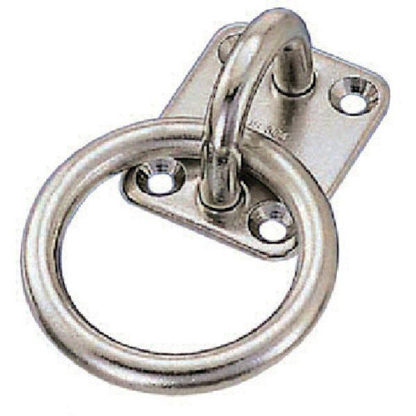 ・丸カンが付いているので、太いロープ等を通すのが容易です。・壁面・床面・柱等に設置し、チェーン・ワイヤ・ロープの端末金具として。・使用荷重(kN)：0.59・D(mm)：9・L(mm)：50・H(mm)：37・T(mm)：4・A1(mm)：...