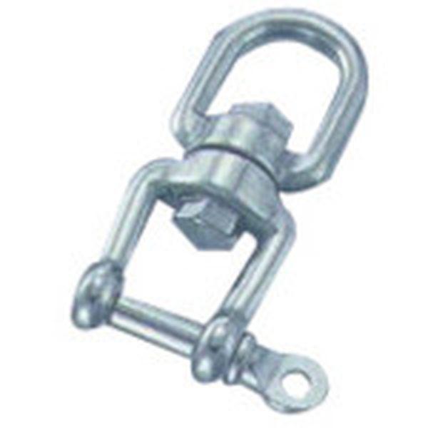 ・回転するのでねじれを取り除きます。・片方のアイはシャックル形式です。・ピンを開閉することで簡単にチェーンなどが取付けできます。・チェーン等のよりとりに。・チェーン・ワイヤ・ロープ等の連結金具として。・ねじ径：W3/8・A(mm)：10・B...