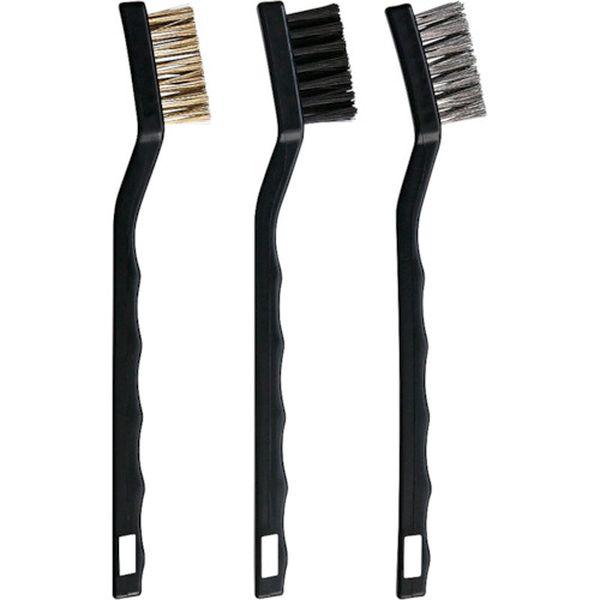 ・ブラシ部が真鍮、ナイロン、ステンレスの3本セットです。・掃除箇所によって、使い分けができます。・汚れやサビ取りに。・真鍮：ガンコな汚れやさび取り、ガスコンロの目詰まり除去などに。・ナイロン：傷つきやすい面の掃除に。・ステンレス：水回りの掃...