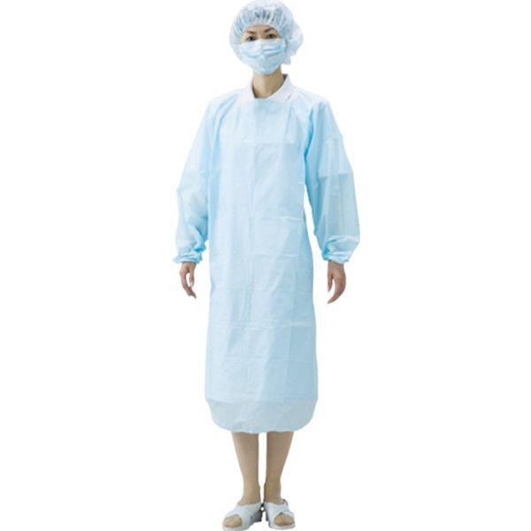 ・完全防水タイプのエプロンです。・使用後は首の後ろの切れ込みから破り、簡単に破棄できます。・食品衛生法適合品です。・汚れ作業や水まわりの作業に。・色：水色・サイズ：フリー・着丈(cm)：113・幅(cm)：97・食品衛生法適合品・ポリエチレ...