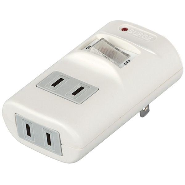 ・コンセントからの電源を分ける2分配タップです。・集中スイッチ付きで電気の消費を抑えるエコタイプです。・落雷による機器の故障を防ぐ雷サージ防止付です。・安心のトラッキング現象防止プラグです。・幅(mm)：97・奥行(mm)：50・高さ(mm...