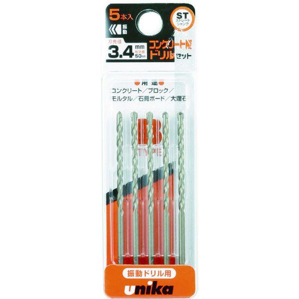・耐久性を重視した超硬チップを採用、独自設計の刃先形状・角度により、抜群の切れ味を実現しました。・3.4MMのお買い得5本パックです。・被削材:コンクリート、ブロック、大理石、石こうボード、タイル。・刃径(mm)：3.4・有効長(mm)：5...