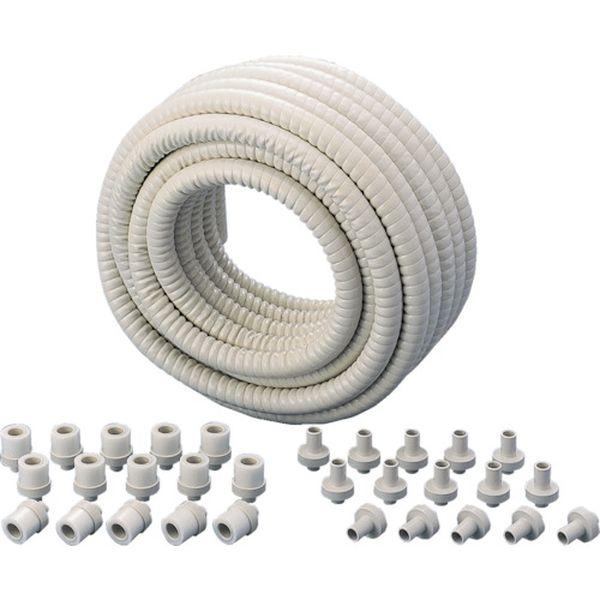 ・結露防止用断熱ドレンホースです。・断熱ドレンホースを使いやすくセットにしました。・芯線は樹脂製ですから、カッターナイフやはさみで簡単に切断できます。・断熱層が独立構造でスパイラルのため、曲げやすく、狭い場所でも簡単に施工できます。・内面が...