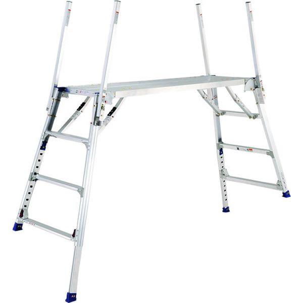 ・現場のニーズに対応した500mm幅のアルミ製足場台です。・開き止めユニットにロック機構を装備しました。・仮設工業会認定合格品のタフな業務用足場台です。・最大使用質量(kg)：150・天板高さ(m)：1.05〜1.48・天板寸法(mm)：5...