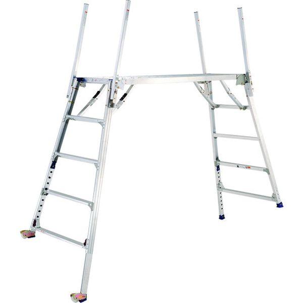 ・現場のニーズに対応した500mm幅のアルミ製足場台です。・開き止めユニットにロック機構を装備しました。・仮設工業会認定合格品のタフな業務用足場台です。・最大使用質量(kg)：150・天板高さ(m)：1.37〜1.80・天板寸法(mm)：5...