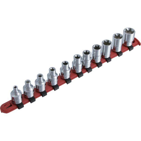 ・ヘックスローブねじ用Eソケットです。・ヘックスローブねじの締め付け、緩め作業に。・差込角(mm)：9.5・セット内容(点)：11・セット内容：・クロームバナジューム鋼・ソケットセット内容(E):5・6・7・8・10・11・12・14・16...