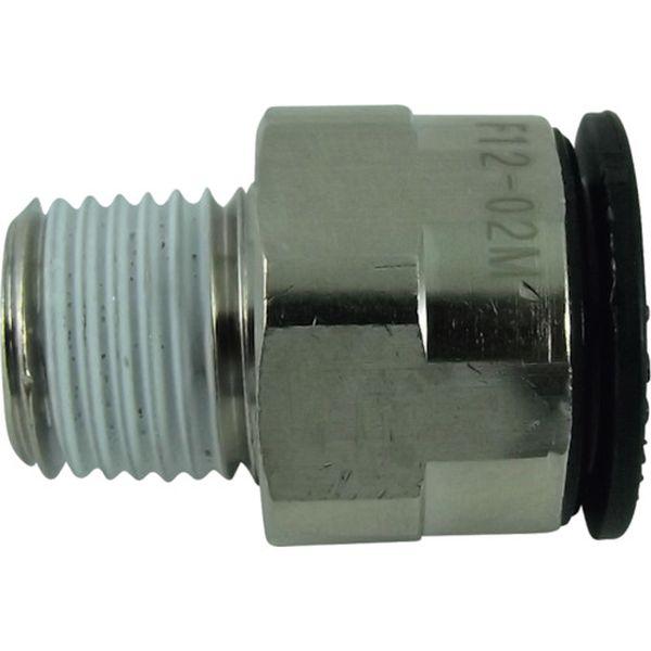 ・PBT樹脂を採用し、スパッタ等の延焼事故を防止。・空気圧汎用型継手では初の軽量化を実現。・適合チューブ外径D(mm)：12・接続口径：R1/4・六角対辺(mm)：19・使用圧力：1MPa(空気)、0.3MPa(水)・使用流体：空気、水・流...