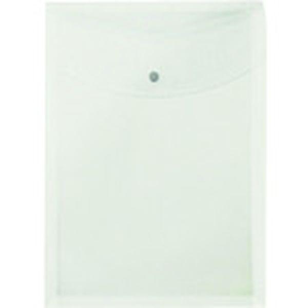 ・背面にクリアポケットが付いたエンベロープです。・しっかりとまるホック式です。・書類を入れたまま中身が見える背面ポケット付です。・色：クリア・規格：A4タテ型・厚さ：0.2mm・外形寸法：縦335×横240mm・マチ幅：30mm※ホック式・...