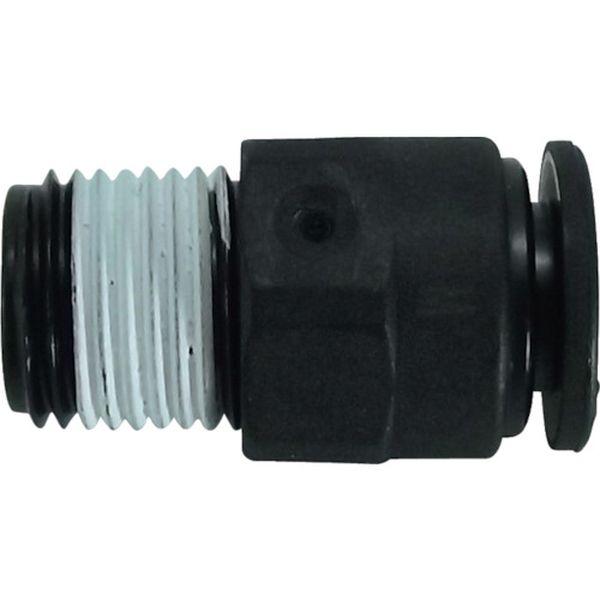 ・適合チューブ外径D(mm)：6・接続口径：R1/8・六角対辺(mm)：12・使用圧力：1MPa(空気)、0.3MPa(水)・使用流体：空気、水・流体温度(℃)：-5〜60℃(空気)、5〜40℃(水)・流体温度(℃)：-5〜60℃(空気)、...