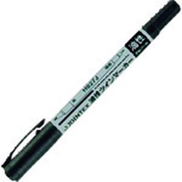 ・ツインタイプの油性マーカーです。・インク色：黒・文字サイズ：細字・筆記線幅(mm)：0.4、0.9・軸径(mm)：11・全長(mm)：137・油性マーカー・線幅：細字0.9mm、極細0.4mm・生産国 日本・JANコード 45473450...