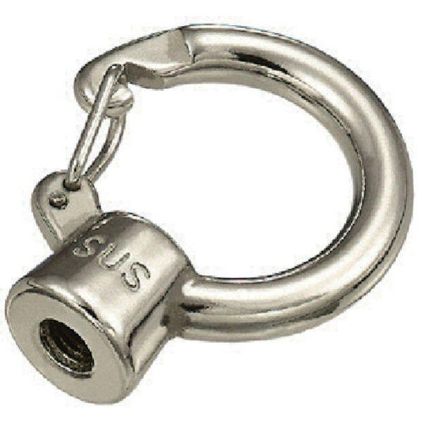 ・従来のアイナットに開閉できるフックが付いているので、設置後に物を通すこともできます。・アイナットをフック式にして、端末の金具として。・鳩除け・カラス除けネット等の端末金具。・使用荷重(kN)：0.39・A(mm)：25・D(mm)：10・...