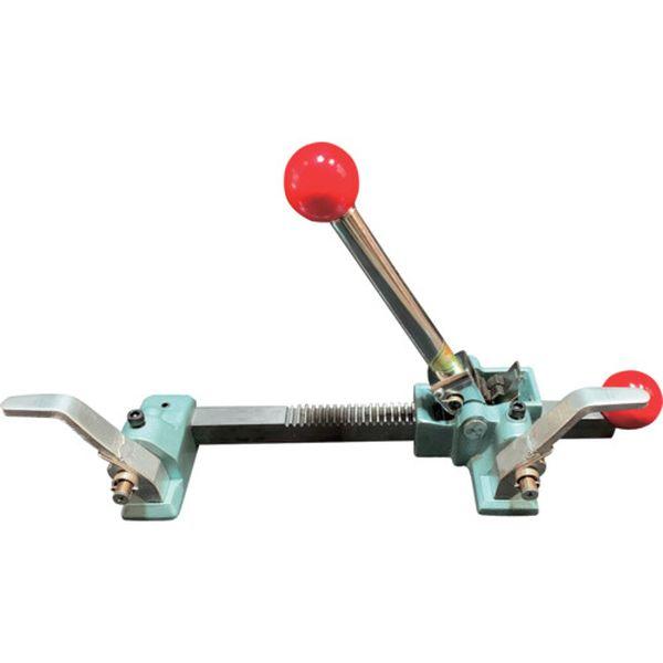 ・帯鉄用の引締機です。・特殊合金を使用していますので、軽量にできています。・硬質ならびに厚手帯鉄引締め用に適しています。・適合バンド幅(mm)：10〜19・適合バンド：帯鉄・バンド厚さ(mm)：0.3〜0.7・全長(mm)：390・引張り方...