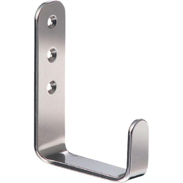 ・多用途に使用できるステンレス製フックです。・各種施設、工場内設備、作業現場に。・吊下荷重(N/kgf)：5・厚さ(mm)：4・A(mm)：28・D(mm)：20・H(mm)：80・L(mm)：106・取付穴数(個)：3・表面処理：鏡面・ス...