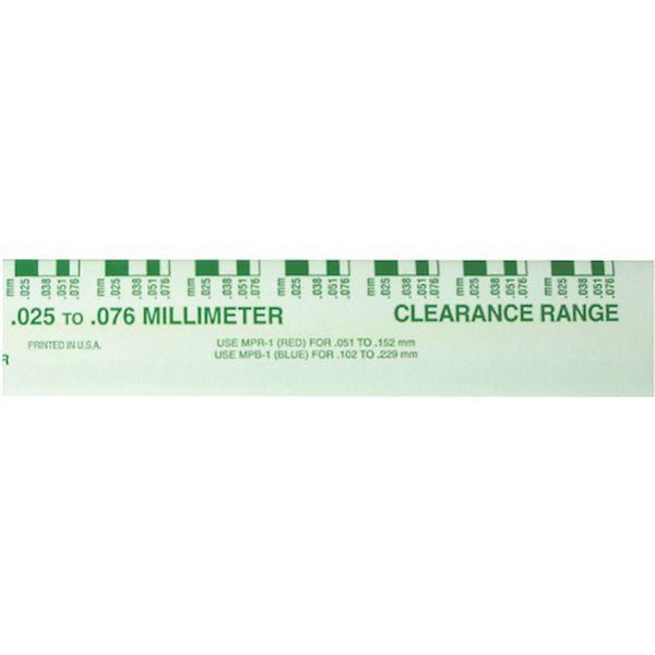 ・一般的なシックネスゲージでは測定が困難なクランクシャフトやカムシャフトのジャーナル部分のオイルクリアランス測定に使用できます。・メタルのクリアランス計測用・全長(mm)：300・全幅(mm)：22使用範囲(mm)：0.025〜0.076・...