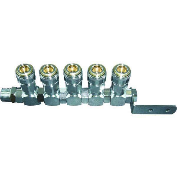 ・必要に応じ、連結追加が可能です。・ロータリー式で360°自在に回転します。・さまざまなパーツで自身でカスタマイズ連結を実現できます。・マルチカスタム連結分岐カップリングのセット販売です。すぐにご利用いただけます。・分岐数：5・取入口：R1...