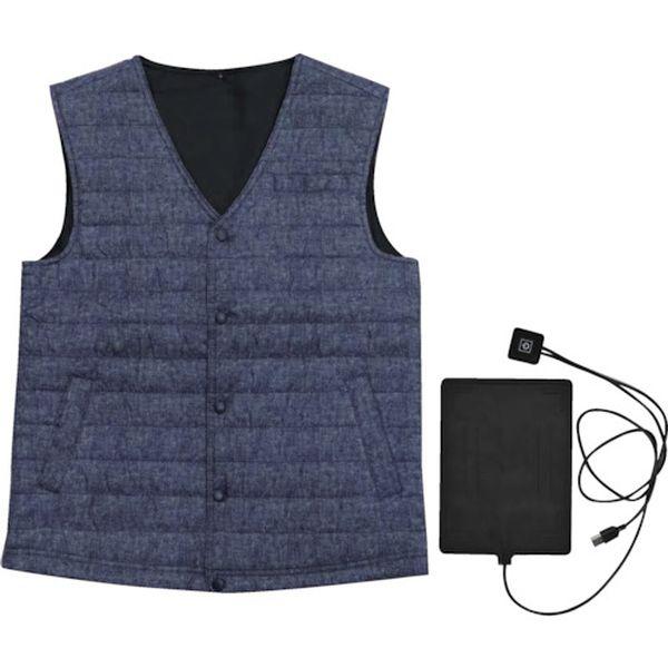 ・取り外し可能ヒーターパッド付き中綿ヒーターベストです。・アウターとしても、スーツやジャケットのインナーとしての着こなしもできます。・ヒーターパッドを取り外してお洗濯も可能です。・寒い日の屋内外作業に・作業着の下に。・アウトドアに。・色：デ...