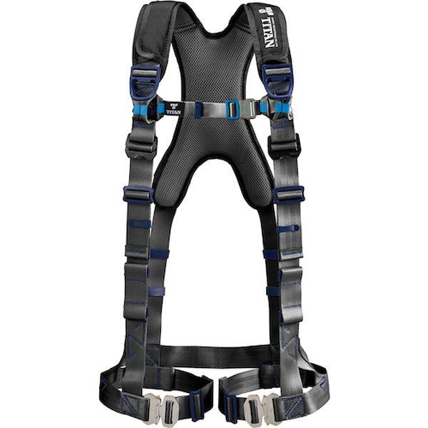 ・厚生労働省「墜落制止用器具の規格」適合品、ハーネス本体のみ、動きやすさを高めた軽量プロモデル、水平型・サイズ：S・色：ブラック・腿バックル：ワンタッチバックル・ベルト幅(mm)：40・最大使用可能質量(kg)：130・胸ベルト幅(mm)：...